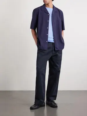 Officine Générale Eren Camp-collar Cotton And Lyocell-blend Seersucker Shirt