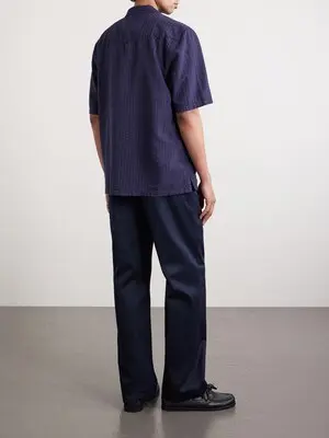 Officine Générale Eren Camp-collar Cotton And Lyocell-blend Seersucker Shirt