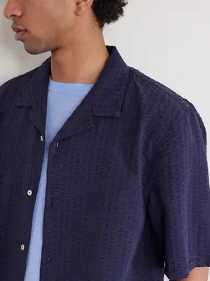 Officine Générale Eren Camp-collar Cotton And Lyocell-blend Seersucker Shirt