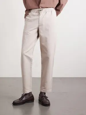 Mr P. Straight-leg Cotton And Linen-blend Twill Trousers - Neutrals