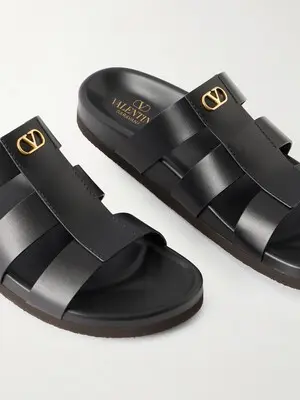 Valentino Garavani Studshield Leather Sandals - Black
