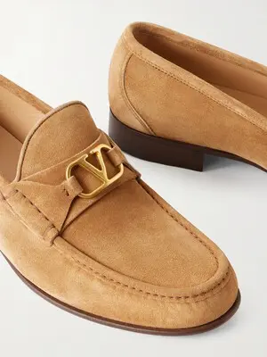 Valentino Garavani Logo-embellished Suede Loafers - Brown