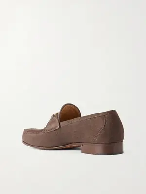 Valentino Garavani Logo-embellished Suede Loafers - Gray