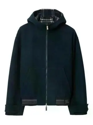 Burberry Reversible Hooded Wool Jacket - Blue
