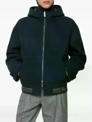 Burberry Reversible Hooded Wool Jacket - Blue