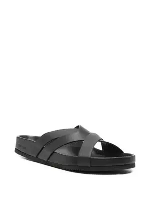 TOM FORD Leather Crossover Sandals - Black