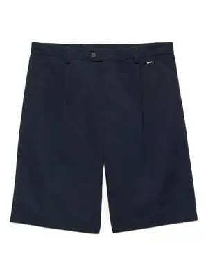 Prada Logo-embroidered Pleated Shorts