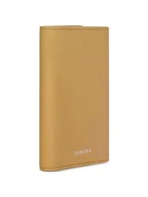 Sandro Grained Leather Card Holder - Neutrals