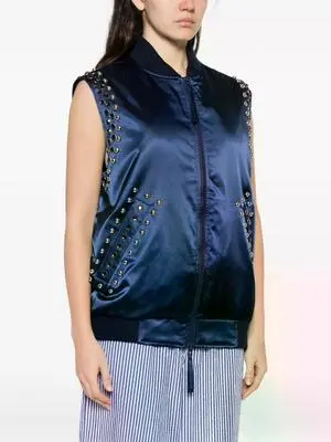 P.a.r.o.s.h Stud-embellished Sleeveless Zip-up Gilet - Blue
