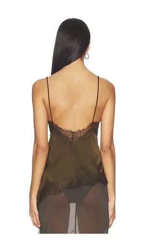 Superdown Jett Asymmetrical Lace Trim Top - Brown