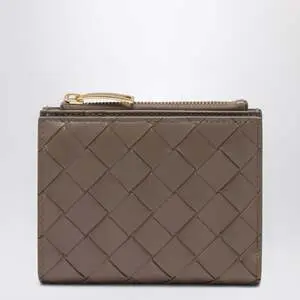 Bottega Veneta Small Bi-fold Intrecciato Wallet In Beige Pinecone - Brown