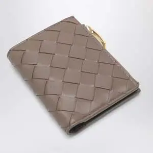 Bottega Veneta Small Bi-fold Intrecciato Wallet In Beige Pinecone - Brown