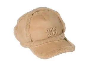 Miu Miu Shearling Baseball Cap - Sand Beige
