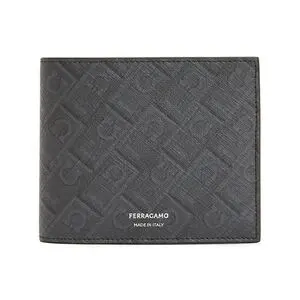 FERRAGAMO Monogram Short Wallet - Charcoal