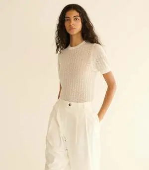 DÔEN Monica Pointelle Sweater - Ivory