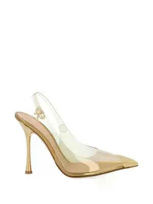 GIANVITO ROSSI Metallic Golden Slingback Pumps