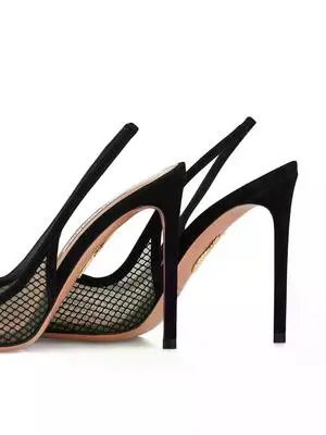 AQUAZZURA Gia Mesh Heeled Sandals - Black