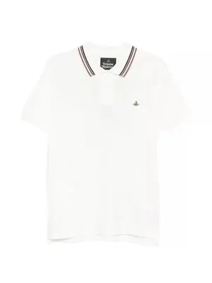 VIVIENNE WESTWOOD Striped-collar Polo - White