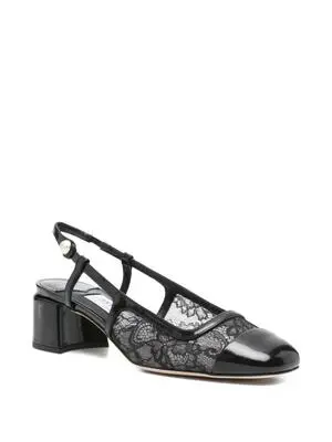 JIMMY CHOO Elisa Lace-detail Block-heel Pumps - Black