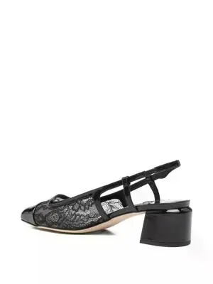 JIMMY CHOO Elisa Lace-detail Block-heel Pumps - Black