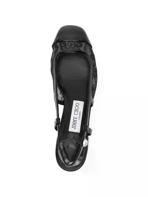 JIMMY CHOO Elisa Lace-detail Block-heel Pumps - Black