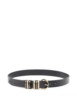 Pinko Studded Buckle Leather Belt - Black