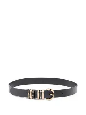 Pinko Studded Buckle Leather Belt - Black
