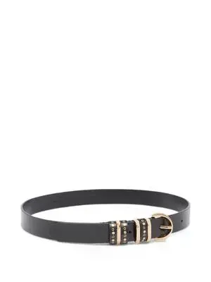 Pinko Studded Buckle Leather Belt - Black