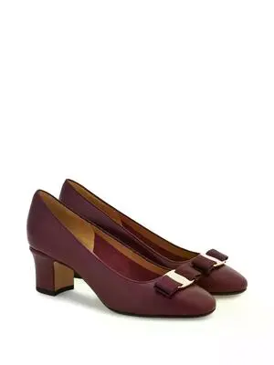 FERRAGAMO Bow-detail Block-heel Pumps