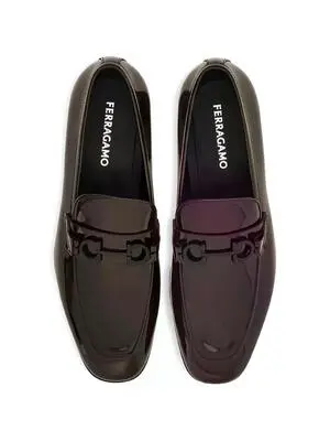 FERRAGAMO Gancini-detail Patent-leather Loafers - Brown