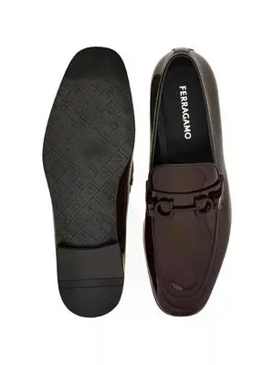 FERRAGAMO Gancini-detail Patent-leather Loafers - Brown