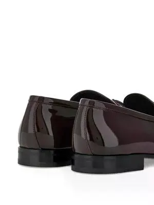 FERRAGAMO Gancini-detail Patent-leather Loafers - Brown
