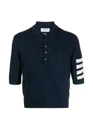 Thom Browne Striped Knitted Polo Shirt
