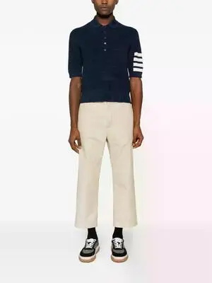 Thom Browne Striped Knitted Polo Shirt