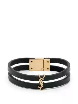 Saint Laurent Logo-plaque Bracelet - Black