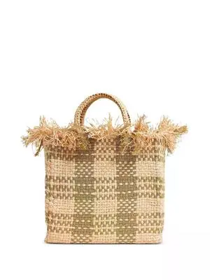 Pamela Munson Woven Raffia Check Mate Bag