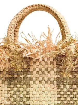 Pamela Munson Woven Raffia Check Mate Bag