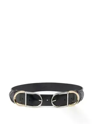 Pinko Oval-buckle Lambskin Belt - Black