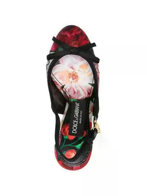 Dolce & Gabbana Floral-print Platform Pumps - Black