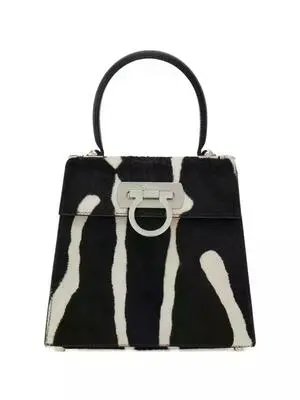 FERRAGAMO Zebra-print Top-handle Tote Bag