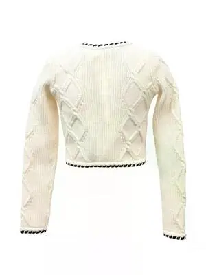 SELF-PORTRAIT Cable-knit Cropped Cardigan