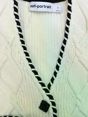 SELF-PORTRAIT Cable-knit Cropped Cardigan