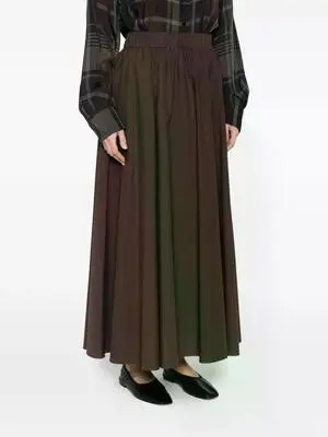 P.a.r.o.s.h Elasticated A-line Midi Skirt - Brown