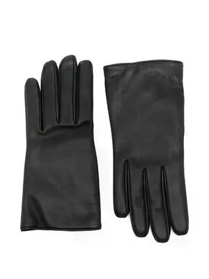 Saint Laurent Logo Leather Gloves - Black