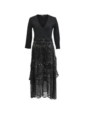 Maje Sequined Tiered Midi Dress
