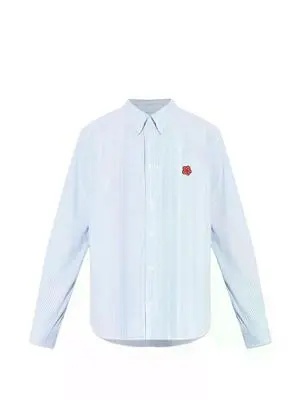 Kenzo Flower-detail Striped Shirt - Blue