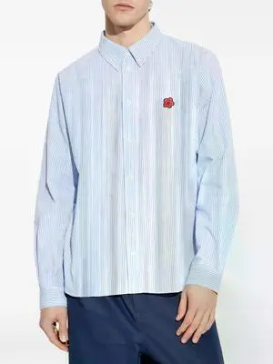 Kenzo Flower-detail Striped Shirt - Blue