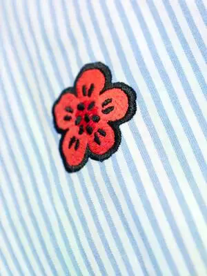 Kenzo Flower-detail Striped Shirt - Blue