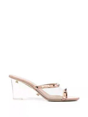 Valentino Garavani Rockstud Wedge Heeled Sandals - Neutrals