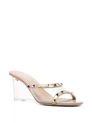 Valentino Garavani Rockstud Wedge Heeled Sandals - Neutrals